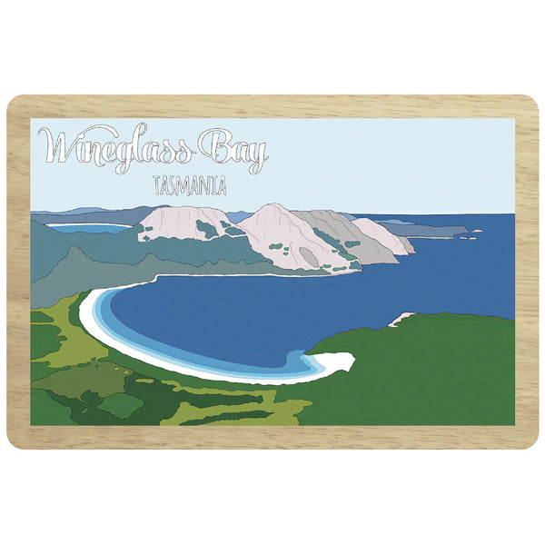 Red Parka - Wooden Magnet - Wineglass Bay - Wild Island Tasmania