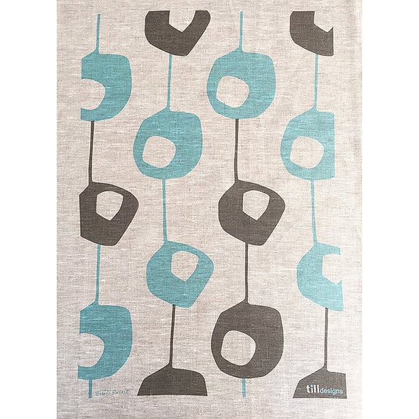 Till Designs - Tea Towel - Pod - Aqua & Mud - Wild Island Tasmania
