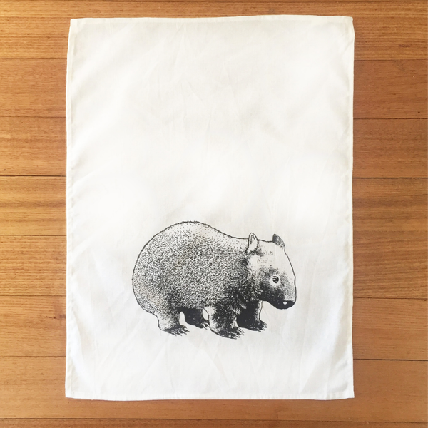 Blue Gum Boutique - Tea Towel - Wombat - Wild Island Tasmania